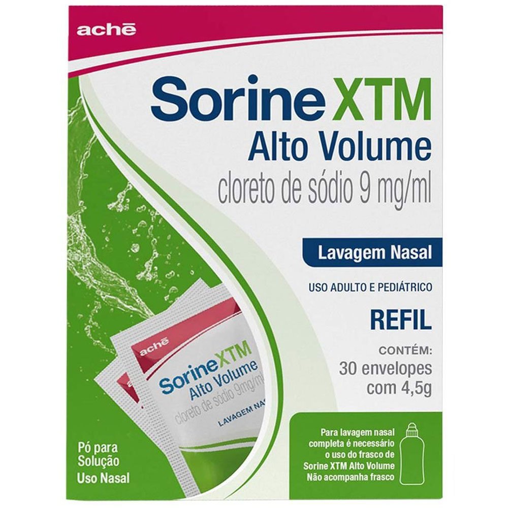 Sorine XTM Cloreto de Sódio Lavagem Nasal Alto Volume 30 Sachês 4,5g Pó ...